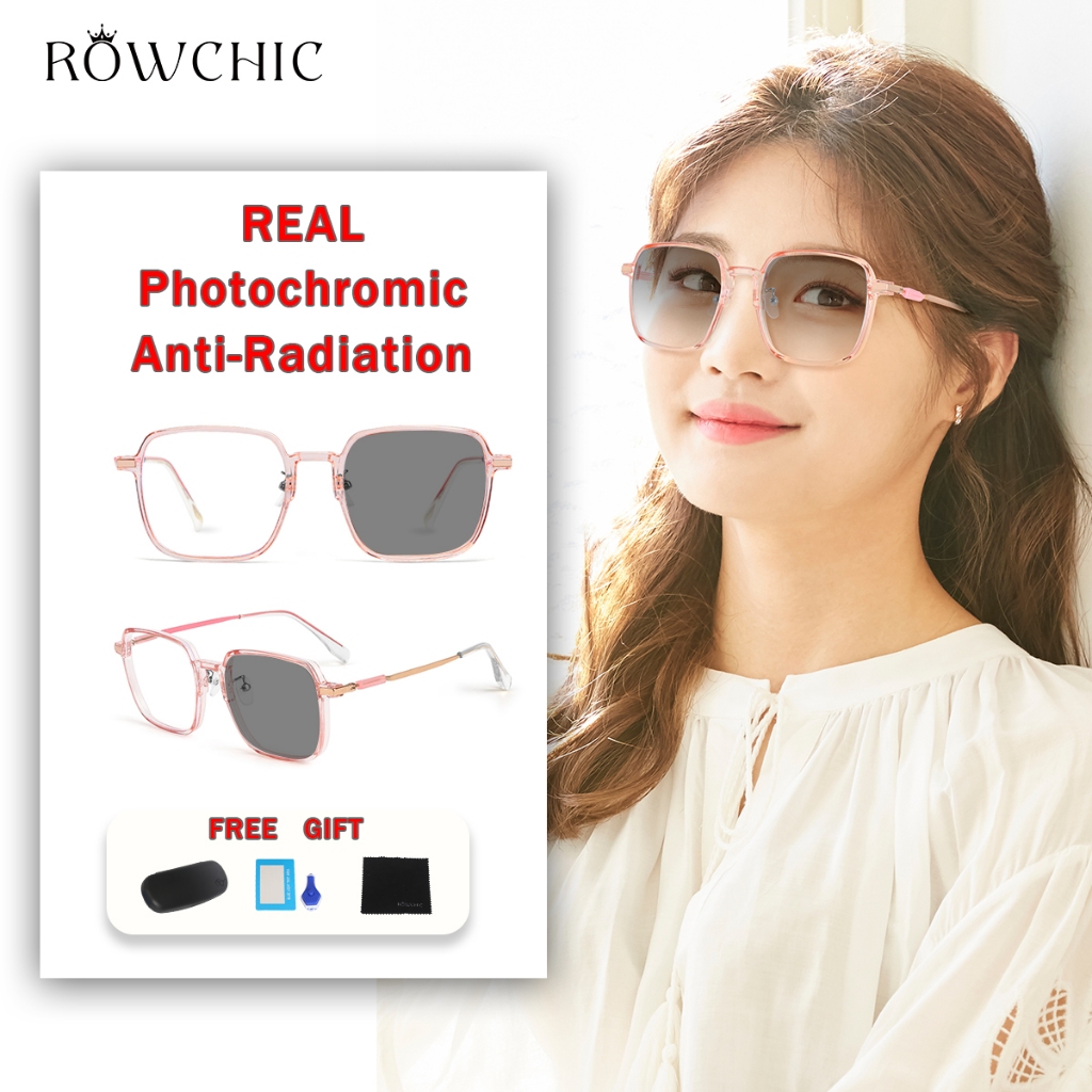 ROWCHIC Photochromic Anti Radiation Eyeglass For Women And Men Clear ...