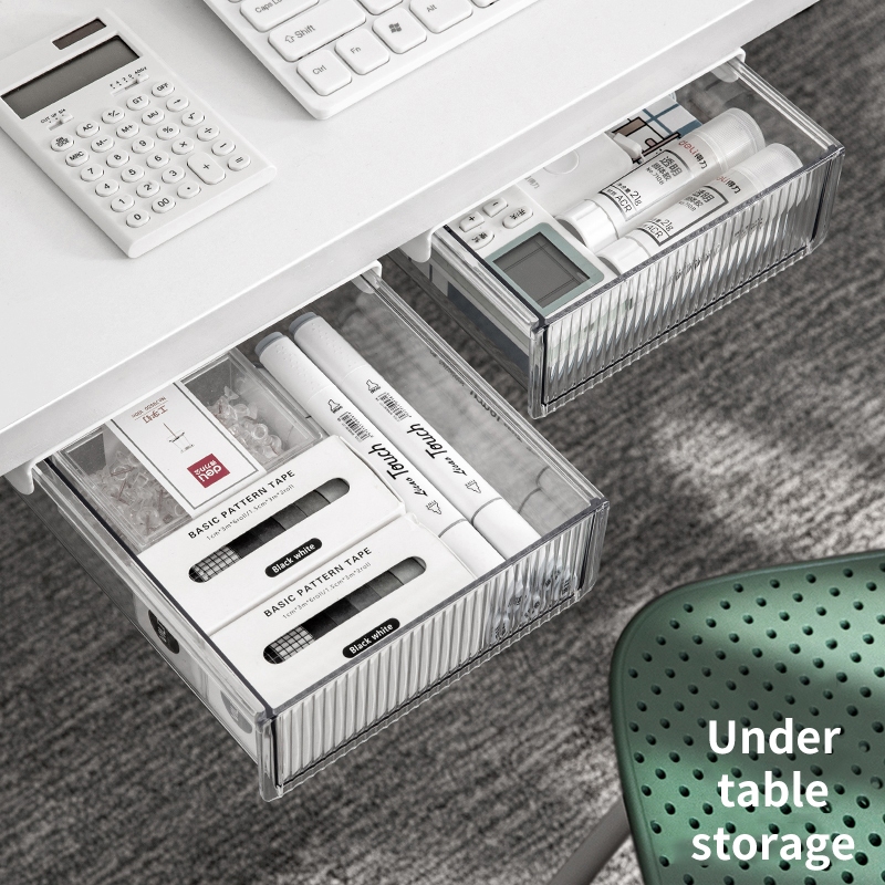 【Boutique】Acrylic Under Desk Drawer Organizers Hidden Under Table Pull ...