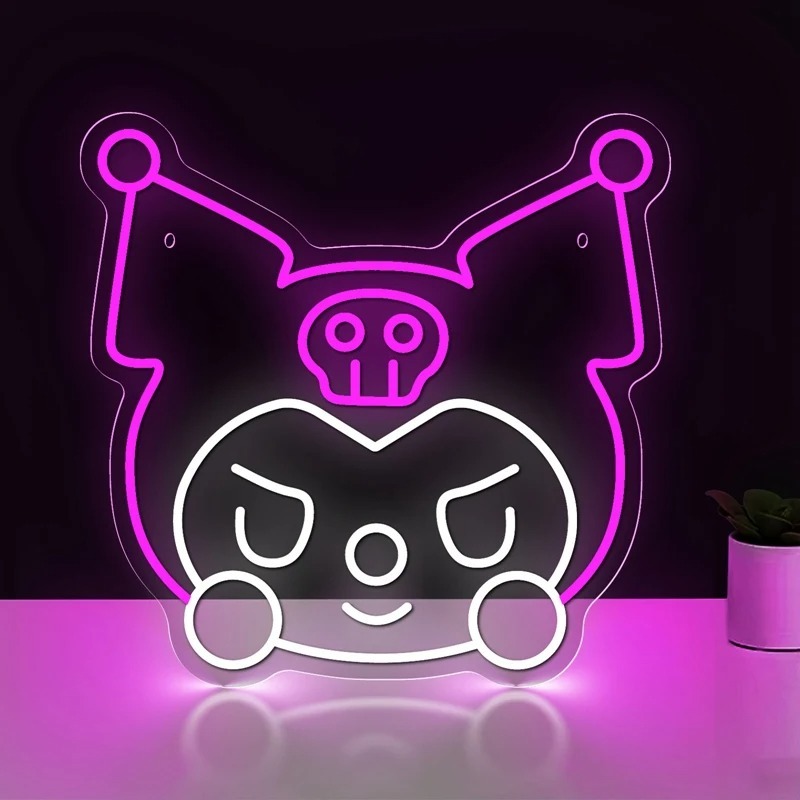 Cut Anime Neon Sign Light Fire LED Neon Sign Kuromi Cartoon Wall Decor ...