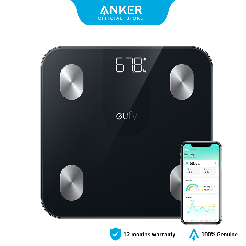 Eufy by Anker A1 Bluetooth Smart Scale Digital Bathroom Health Monitor Scale Smart Fat BMI Body ...
