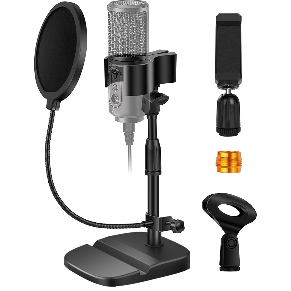 Desktop Mic Stand, Adjustable Microphone Stand Desk with Upgrade ...