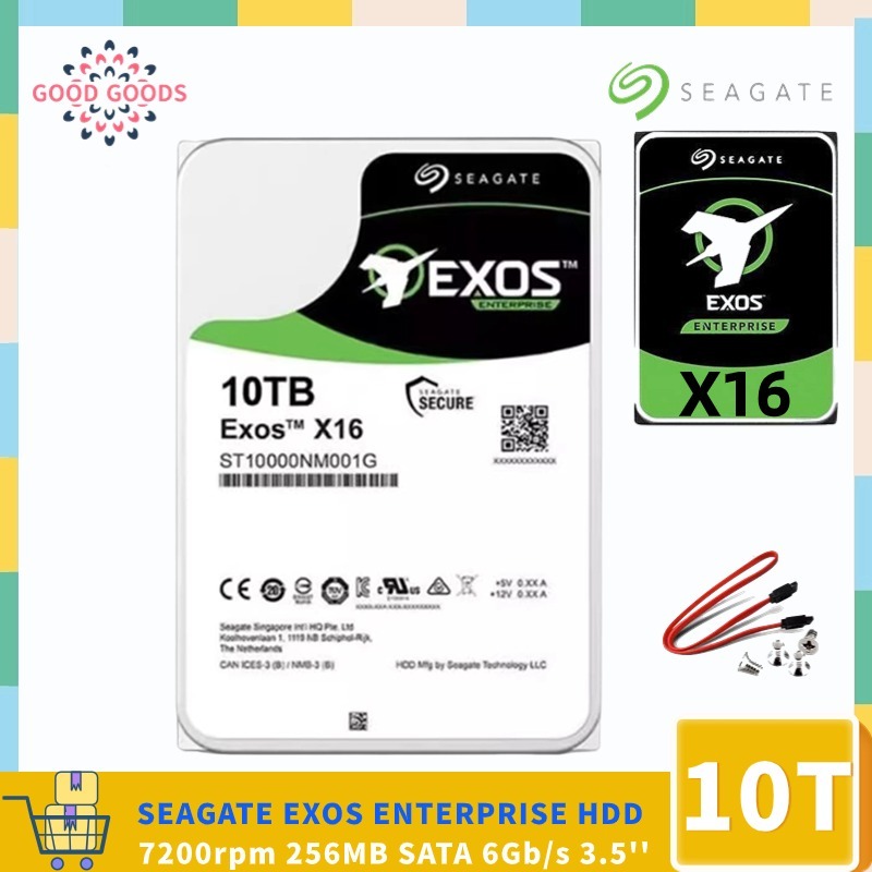 SEAGATE EXOS X16 10TB ENTERPRISE 3.5 HDD (ST10000NM001G）7200rpm 256MB Cache SATA 6Gb/s Helium ...