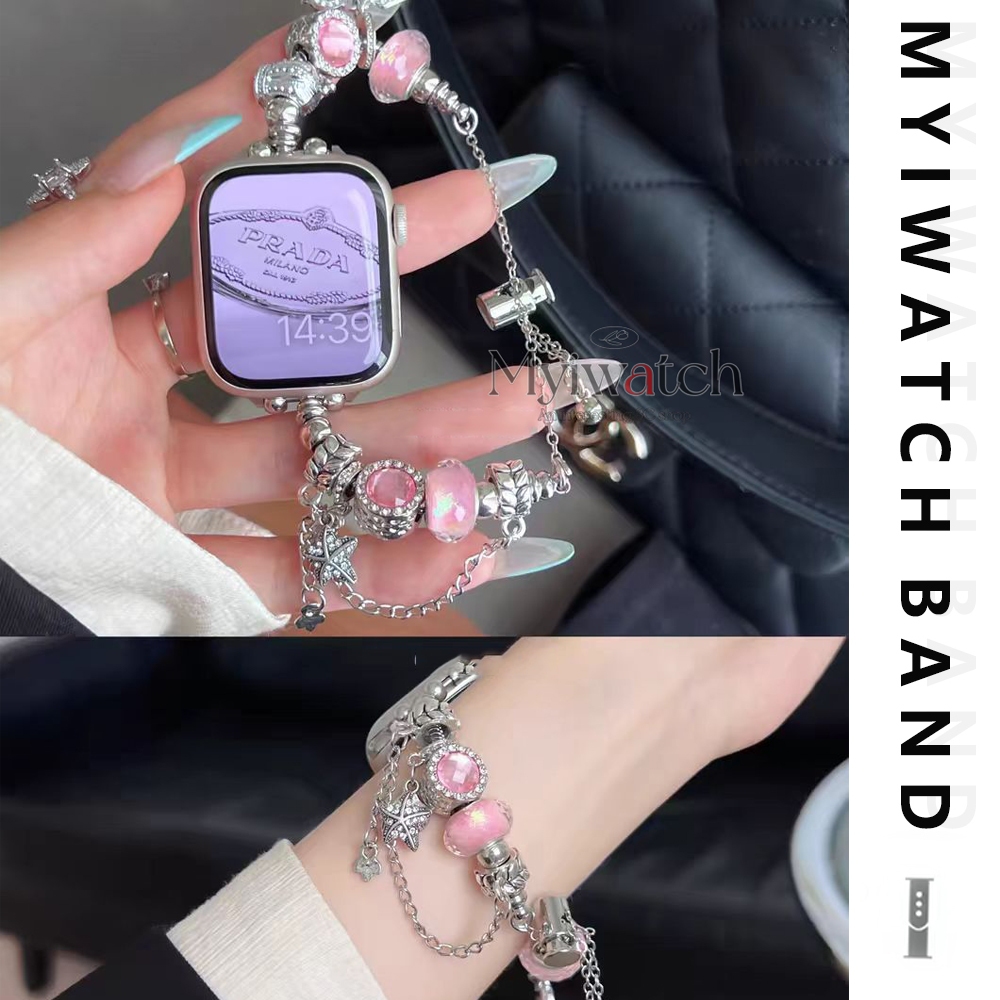 Crystal Pandora Metal Chain Strap For iwatch Series Ultra 10 9 S8 7 6 ...