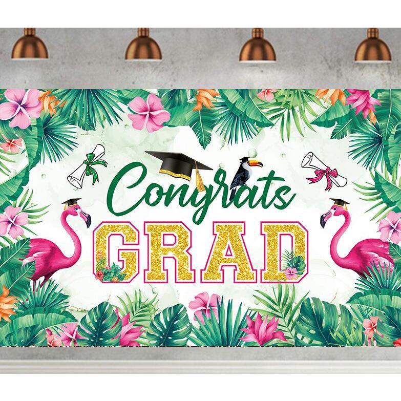 7x5ft Congrats Grad Potography Backdrop Hawaii Tropical Palm Leaf ...