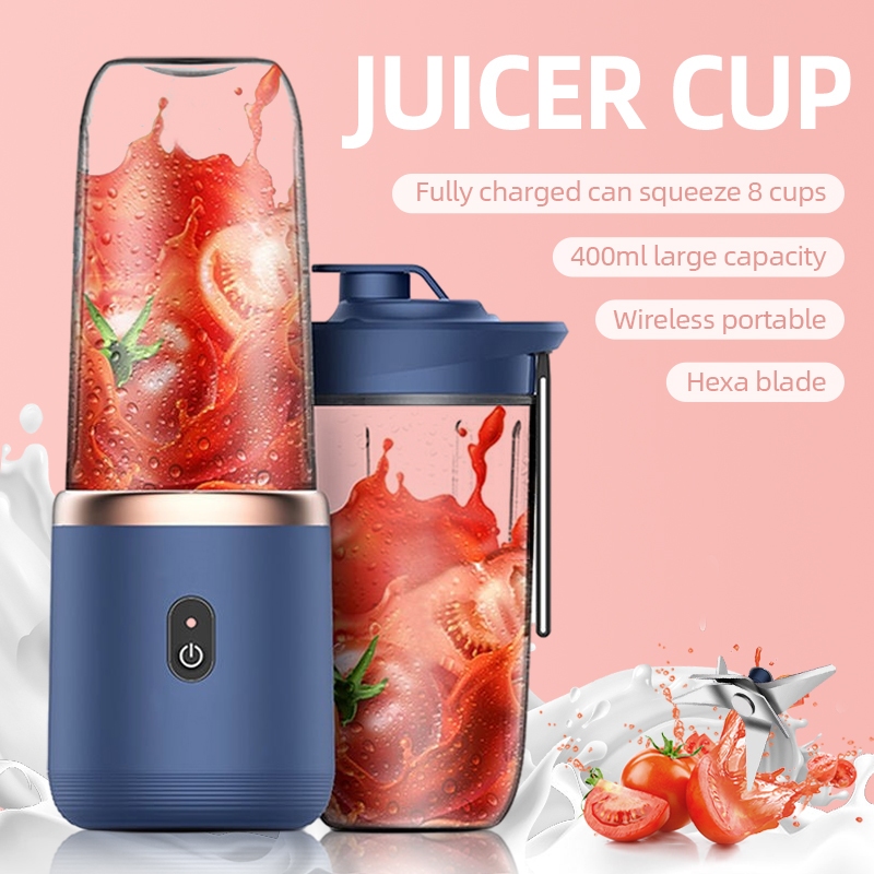 6 Blades Portable Fruit Juicer Blender 2 Cups Mini Ice Blender Juice ...