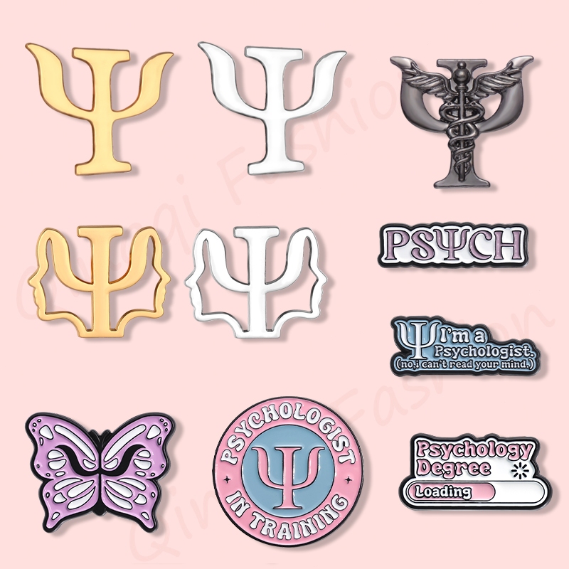 Psychological Psi Symbol Enamel Pin Brooch Alphabet Medical Brooch Pins ...