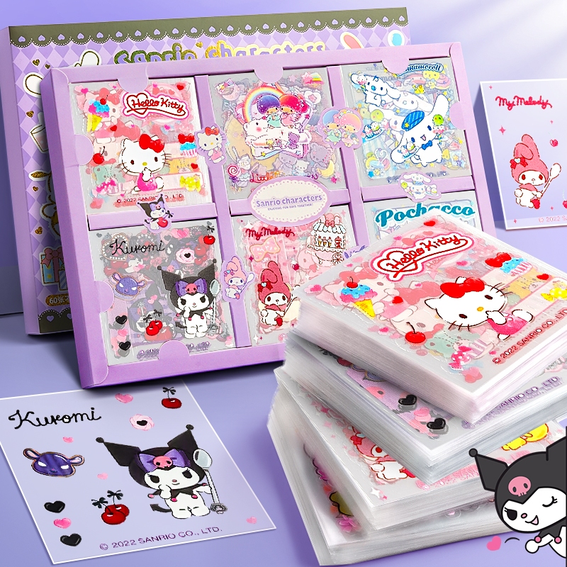 60pcs Sanrio Series Girl Style Stickers Notebook DIY Transparent Border ...