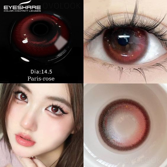 EYESHARE 2pcs Contact Lens Red Contact Lenses 14.5mm Big Doll Eye Color ...