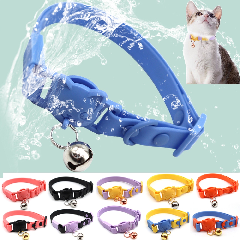 Safety Breakaway Cat Collar with Bell Waterproof PVC Cat Quick Release ...