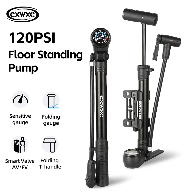 CXWXC CX-PT121 120psi Bicycle Floor Standing Pump Smart Valve Adaptor ...