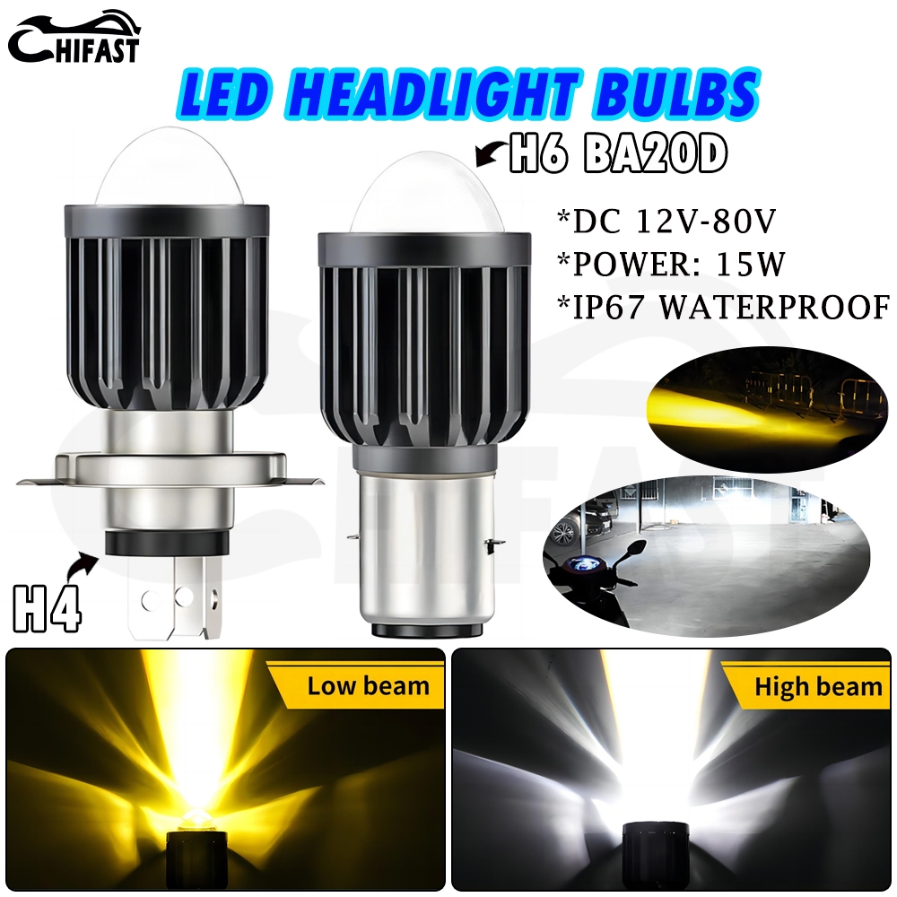 HIFAST 1PCS Motorcycle Headlight LED Bulb H4 / H6 BA20D Motorcycle ...