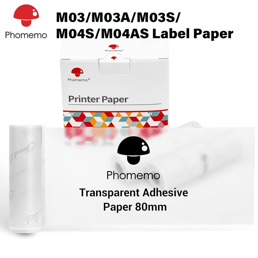 80mm Continuous Transparent Thermal Label Sticker, For Phomemo M03 ...