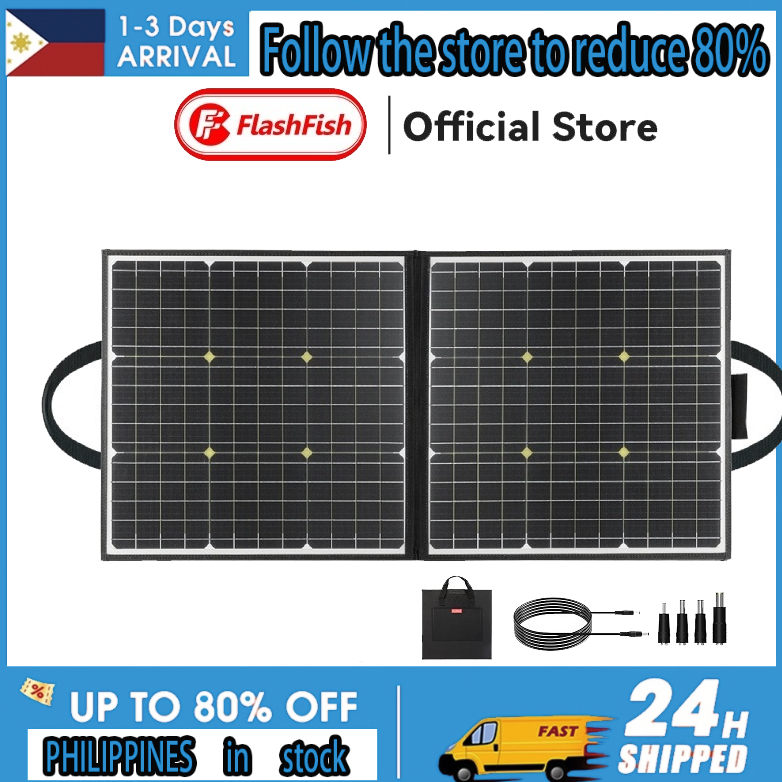 Flashfish 100W Portable Solar Panel Mono for Power Station Foldable ...