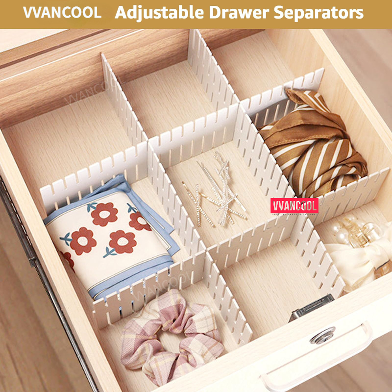 VVANCOOL4Pcs Adjustable Plastic Grid Drawer Partition DIY Drawer Insert ...