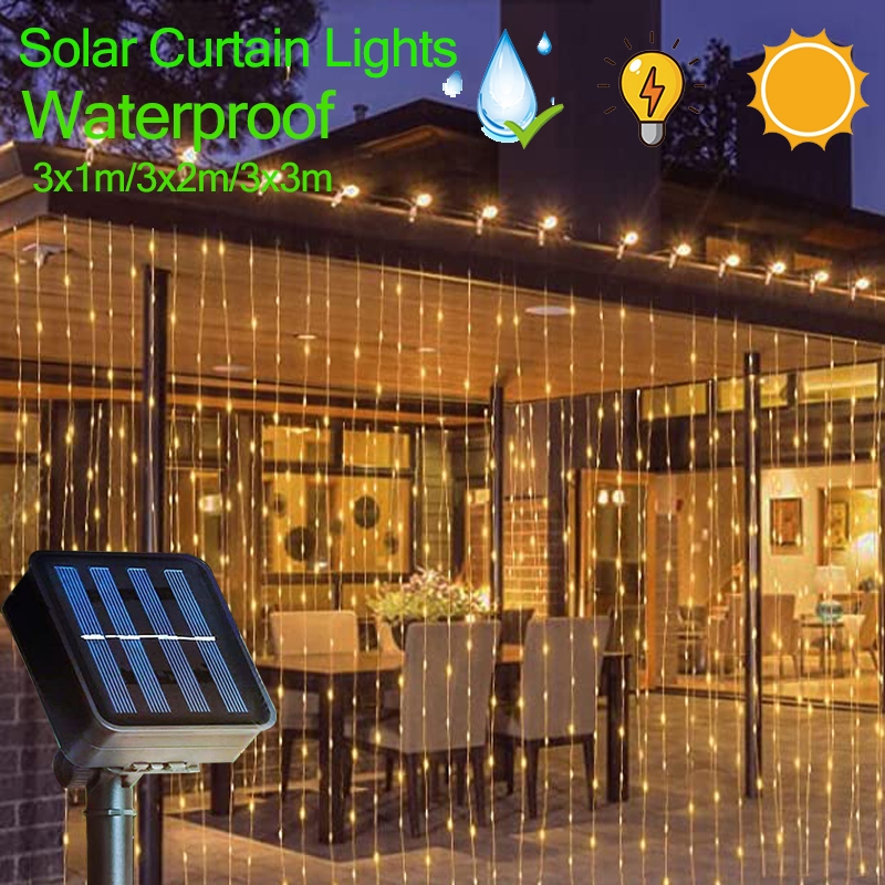 Solar Curtain light Outdoor Waterproof Family yard curtain Decoration ...