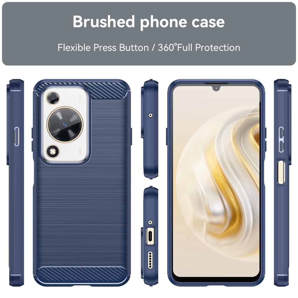 For Nova Y72 Huawei Enjoy 70 Soft TPU Case Luxury Carbon Fiber Cover ...