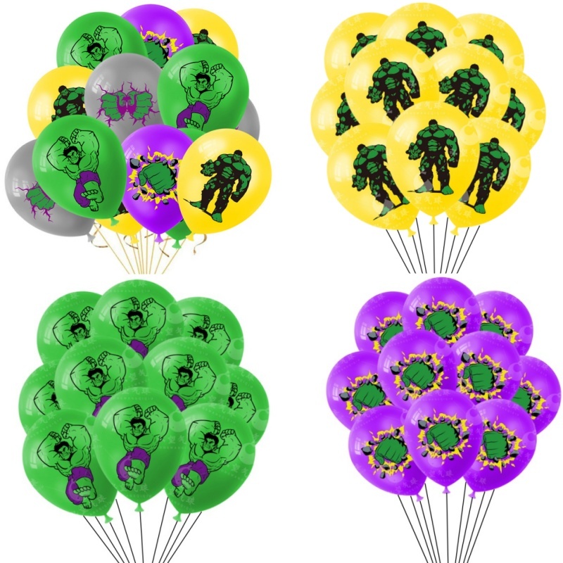 10Pcs Avengers Hulk Theme Latex Balloons Air Globos Boys Birthday Party ...