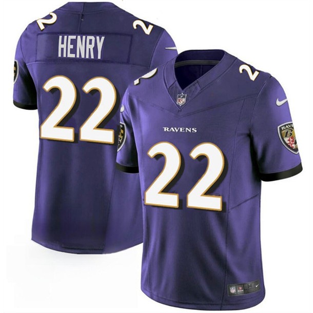 Men's 2024 Trade Player NFL Jersey Baltimore Ravens 22 Derrick Henry ...