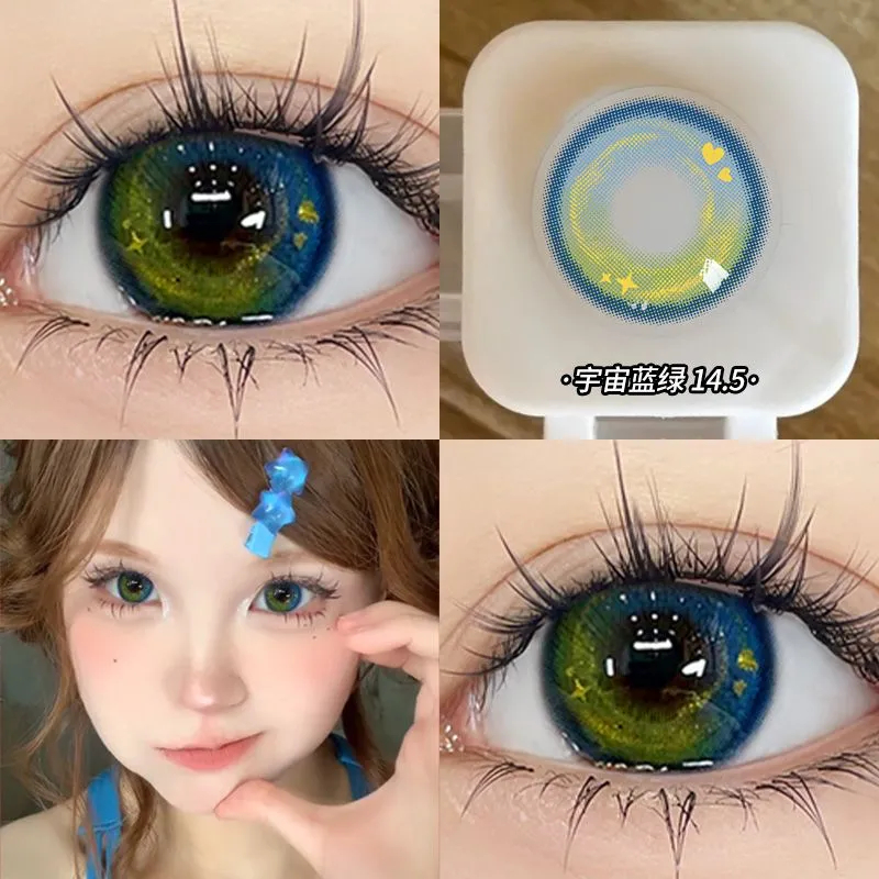 Green Blue Gradient Colored Contact Lenses 14.5MM Big Eye Contact Lens ...