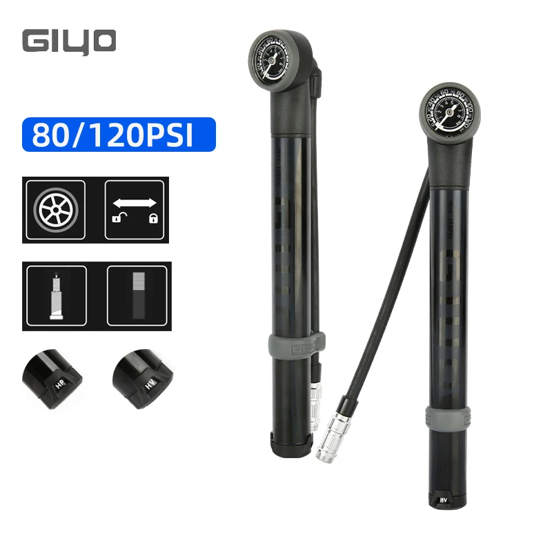 GIYO GP-84 120psi MTB Bicycle Pump Road Bike Tire Inflator HP/HV Model ...