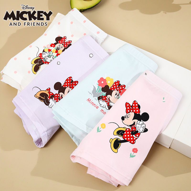 Disney Minnie Mouse 4 Pieces Set Kid Girls Panties Cotton Underwear ...