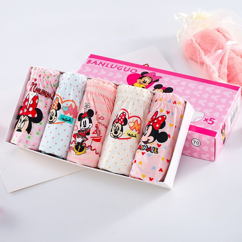 Disney Minnie Mouse 5 Pieces Set Kid Girls Panties Cotton Underwear ...