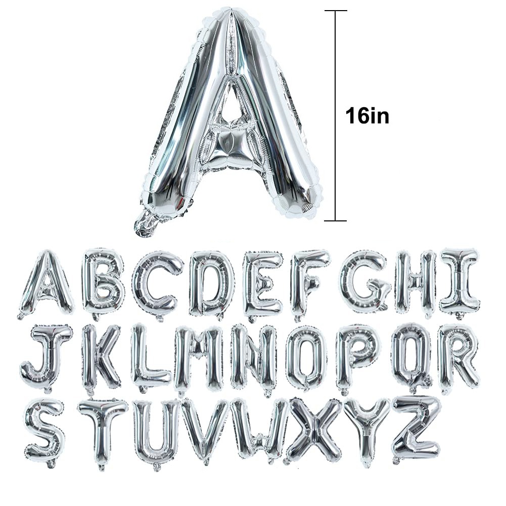 16 Inch A-Z Silver Letter Balloons Number Birthday Balloon Graduation ...