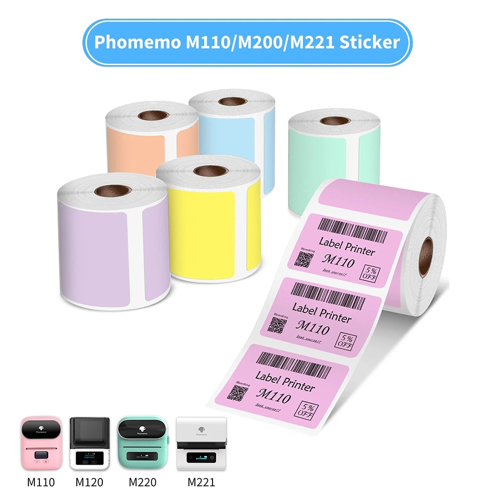 Color Label Sticker For Phomemo M110/M120/M221/M220/M200/241BT/D520 Thermal Printer ...