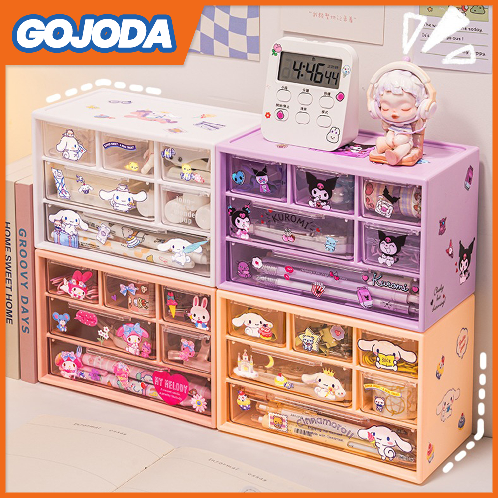 Small Cute 6 Drawers Desktop Organizer with Cute Stickers Sanrio ...