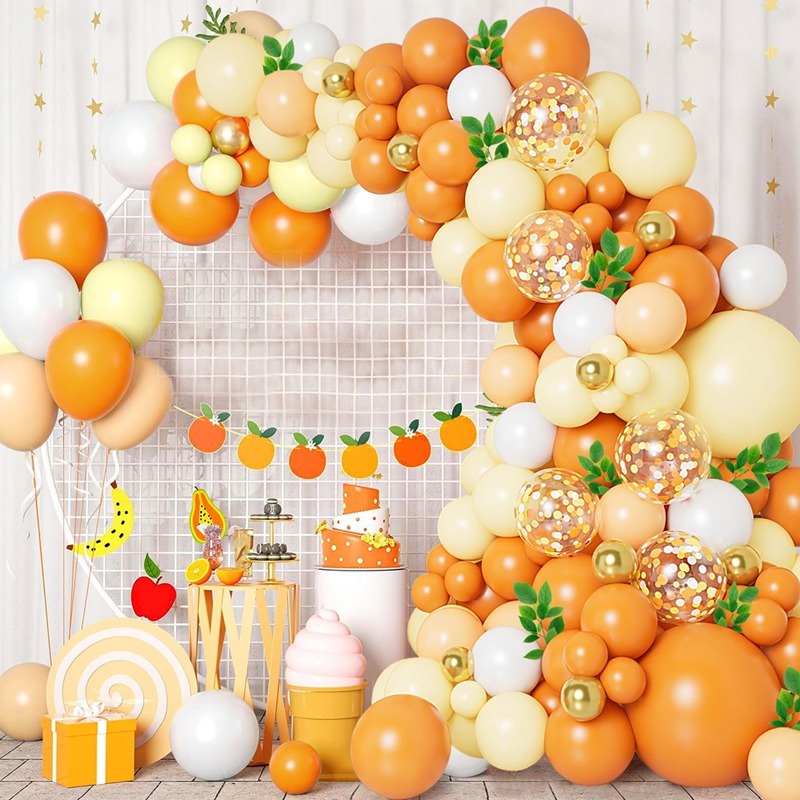 124pcs Summer Themed Orange Balloons Arch Kit Bright Orange Balloons ...