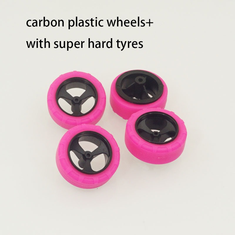 project D mini 4wd parts carbon small wheels maroon super hard tyre ...