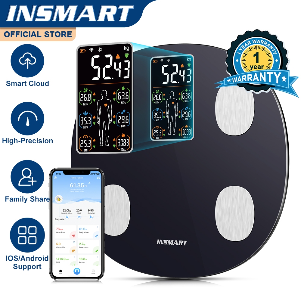 INSMART 17in1 AV Color Large Screen Display Bluetooth BMI Weighing ...