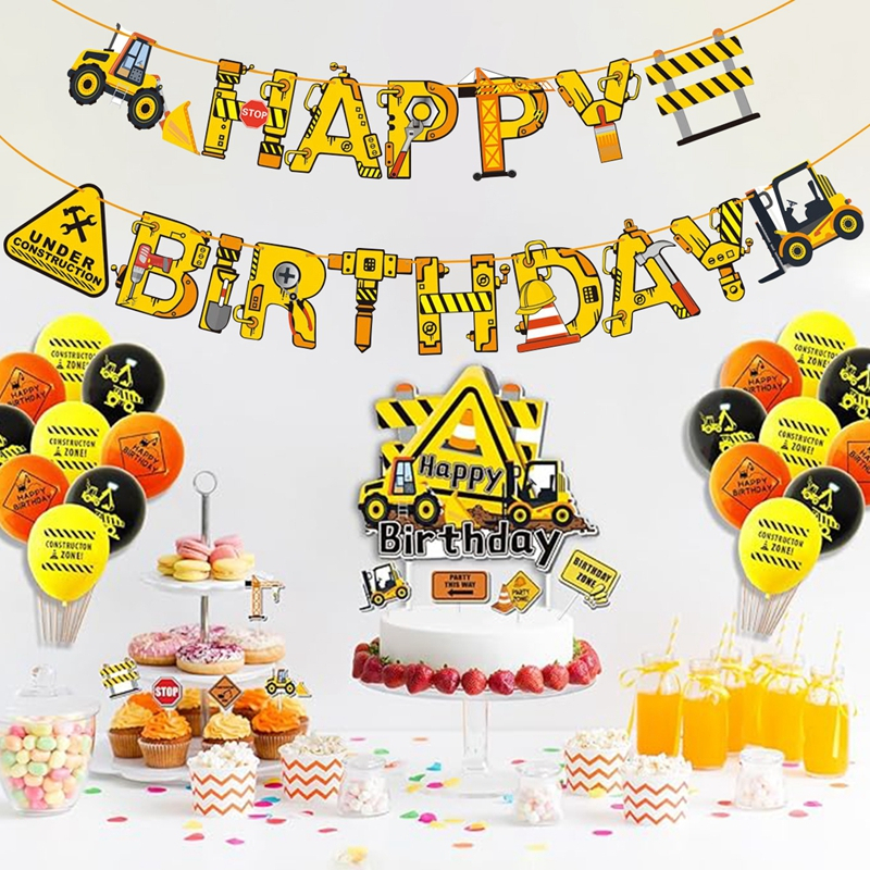 Engineering Vehicle Themed Happy Birthday Letter Banner Cute ...