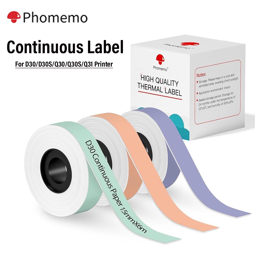 Phomemo Color Continuous Thermal Label Sticker For D30/D30S/Q30/Q30S ...