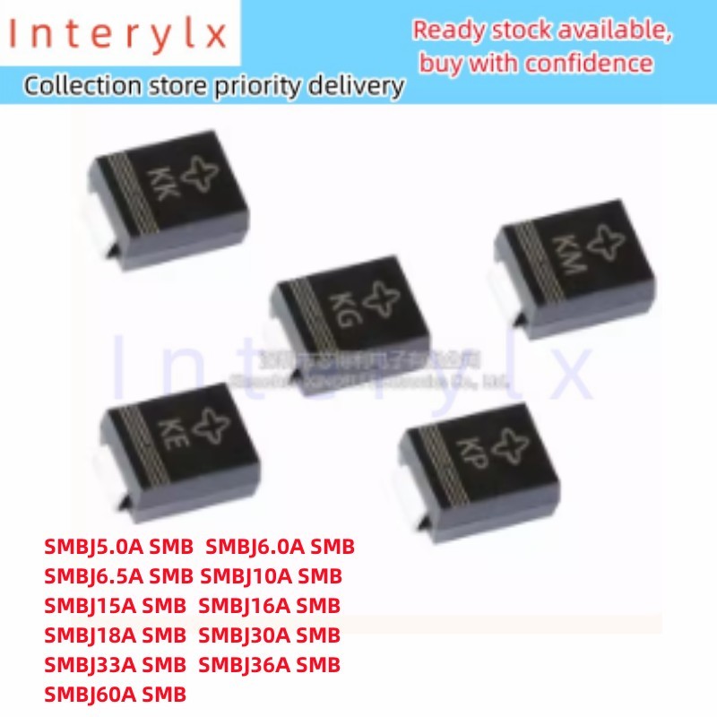 10pcs TVS Instant Variable Suppression Diode SMBJ5.0A SMBJ6.0A SMBJ6.5A SMBJ10A SMBJ15A SMBJ16A ...