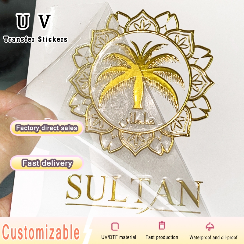 Diy Customized Sparkling Gold UV DTF Waterproof Decorative Stickers ...