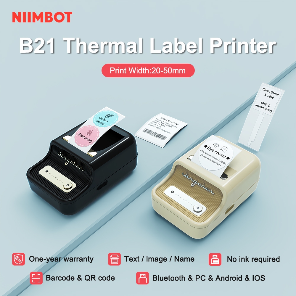 NIIMBOT B21/B1 Label Printer Portable Wir-eless Bluetooth Thermal Label Maker Sticker Printer ...