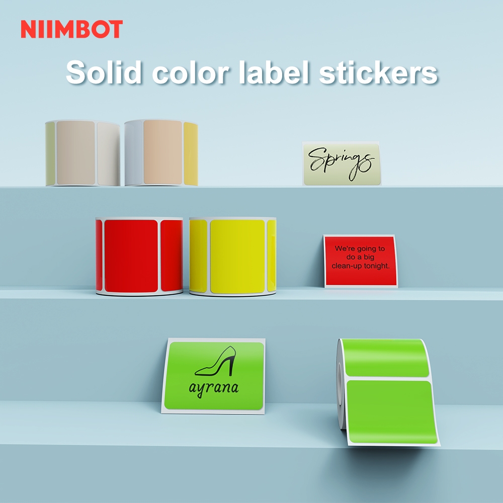 NIIMBOT B21/B1/B3S Pure Color Self-Adhesive Labels, Yellow/Green/Red/Color Thermal Labels ...