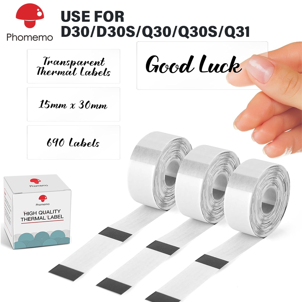 Phomemo Transparent Thermal Label Sticker For D30/D30S/Q30/Q30S/Q31 ...