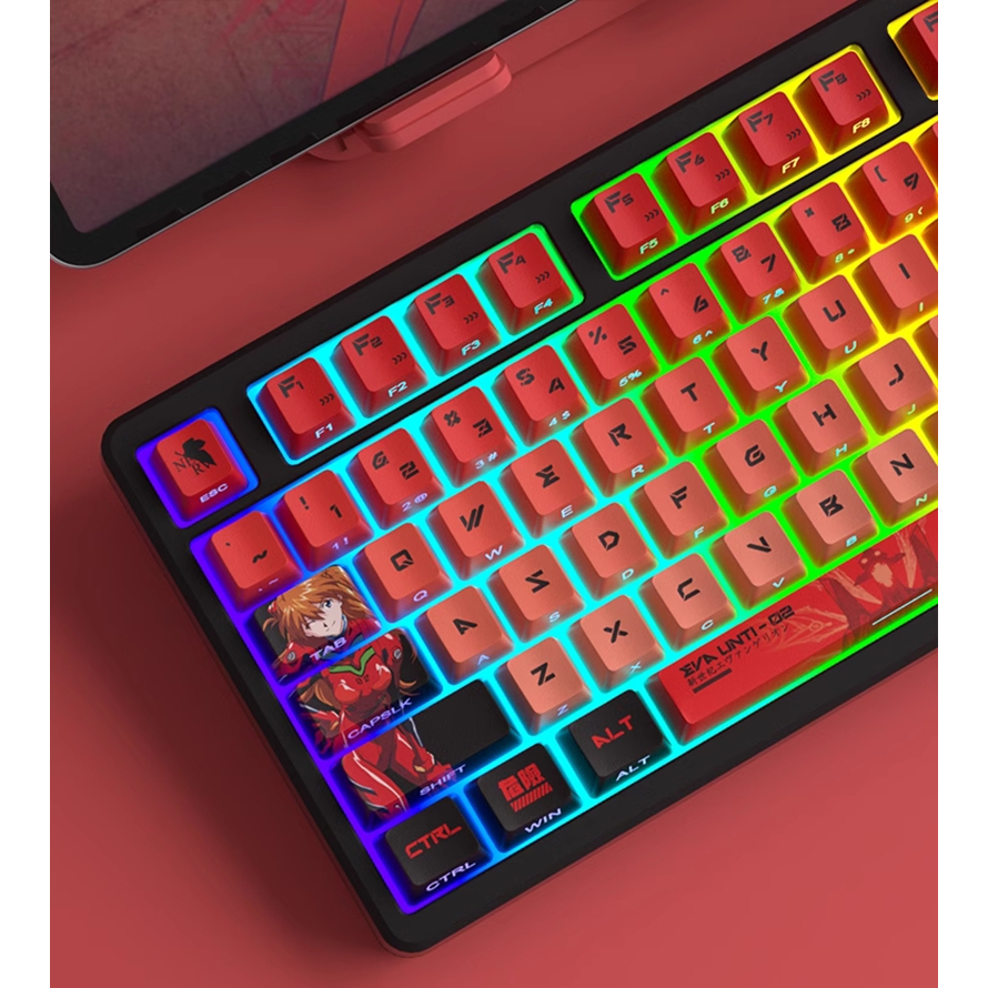 【ONLY KEYCAP】EVA Asuka Side Engraved Keycap Shine Through 126 Keys ...