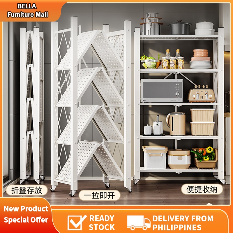 [Spot COD] Kitchen Rack organizer Metal Rack Organizer Rack With Wheels ...