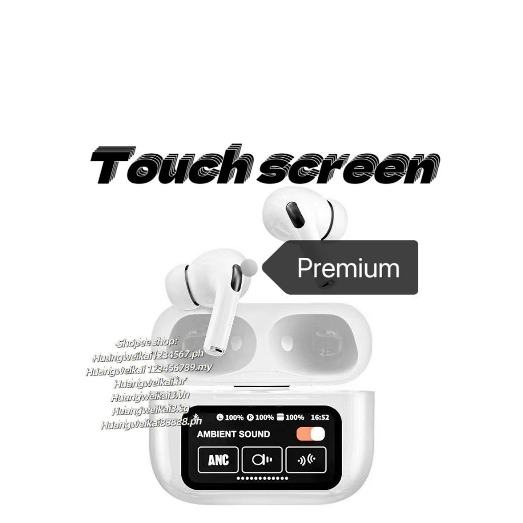 Premium Newest A9 Pro 2 Smart Touch Screen Bluetooth Earphone ANC Noise ...