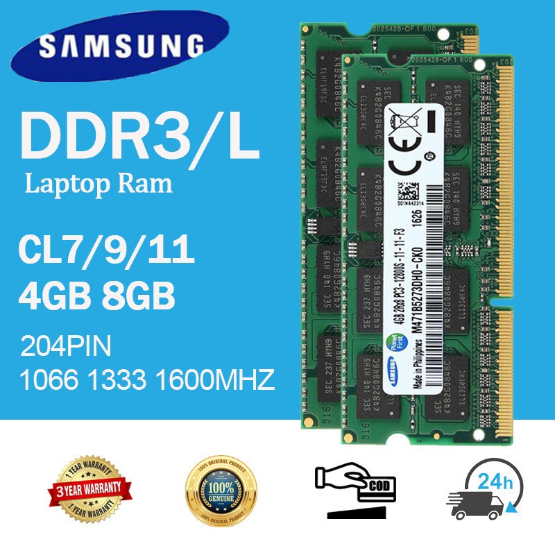 Samsung Laptop Memory 4GB 8GB RAM DDR3 DDR3L 1066Mhz 1333Mhz 1600Mhz PC3L 8500S 10600S 12800S ...