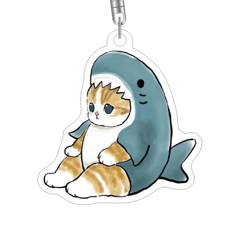 Keychain Cat Shark Carton Two Dimensional Animation Acrylic Ornaments ...