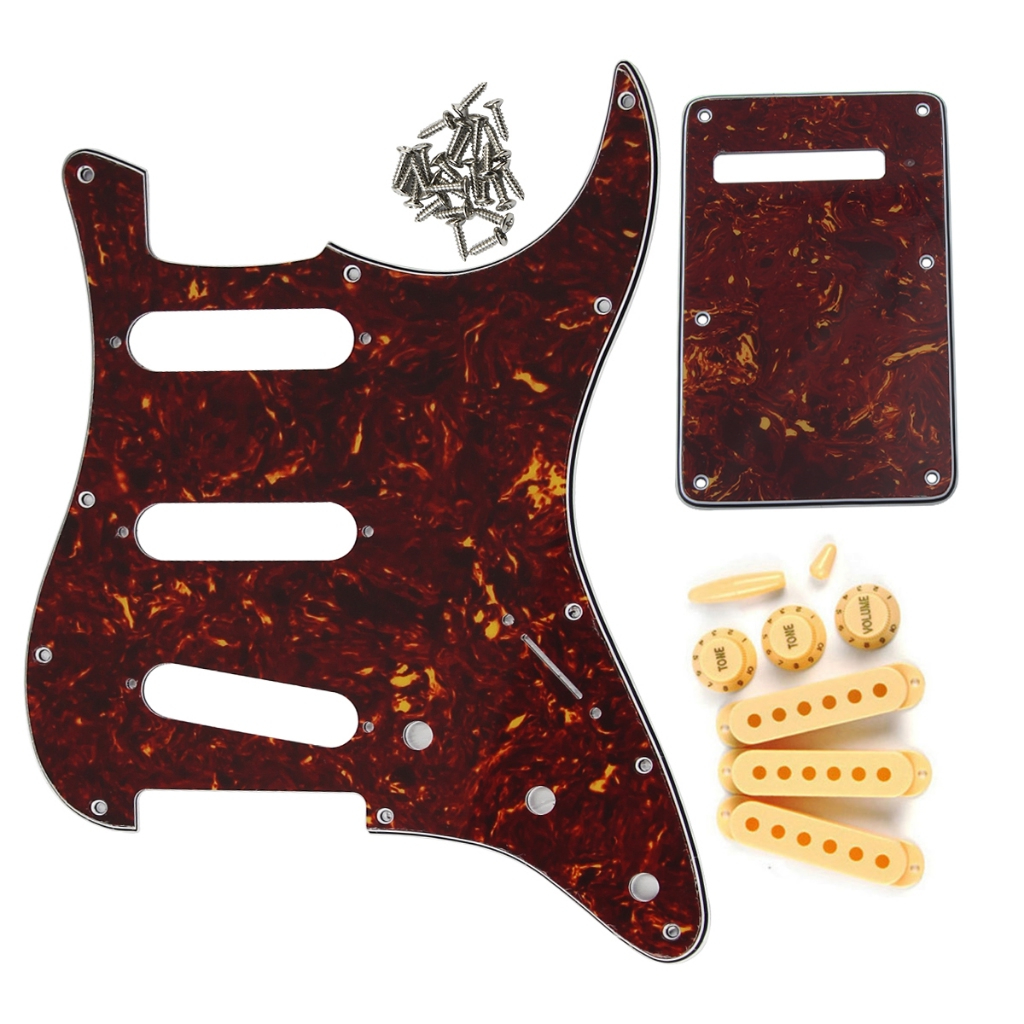 FLEOR Set of 11-Hole ST SSS Guitar Pickguard +Back Plate + 48/50/52mm ...