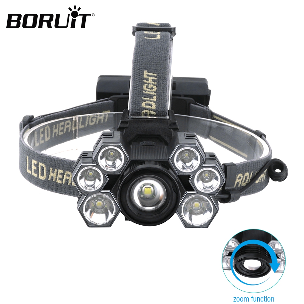 Boruit F579 Powerful LED Zoom Headlamp Adjustable Angle 18650 Headlight ...