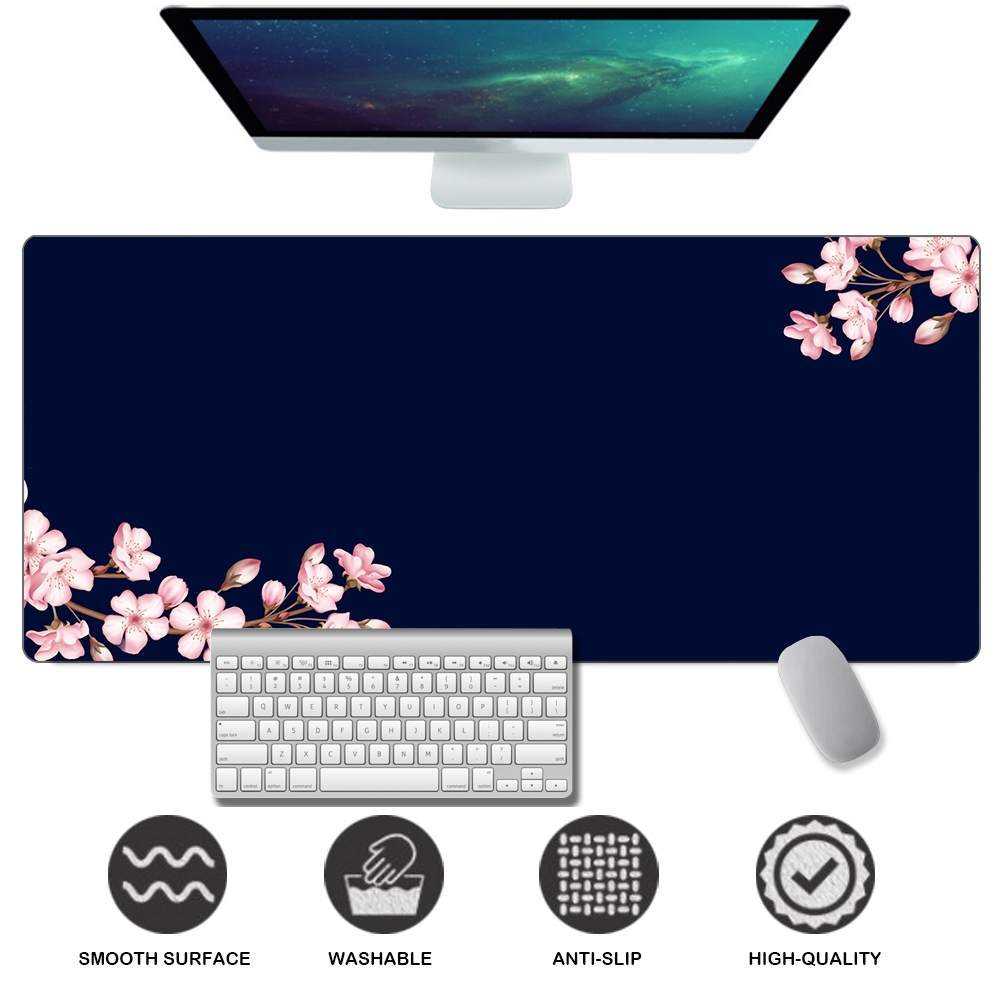 Cherry Blossom Mouse Pad Long Non Slip Waterproof Black And White Mouse ...