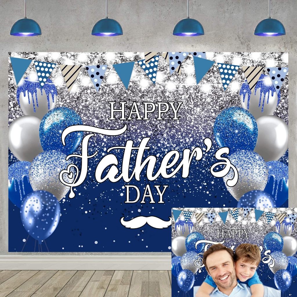 Happy Father's Day Photography Backdrop 7X5ft I Love Dad Blue Sliver ...