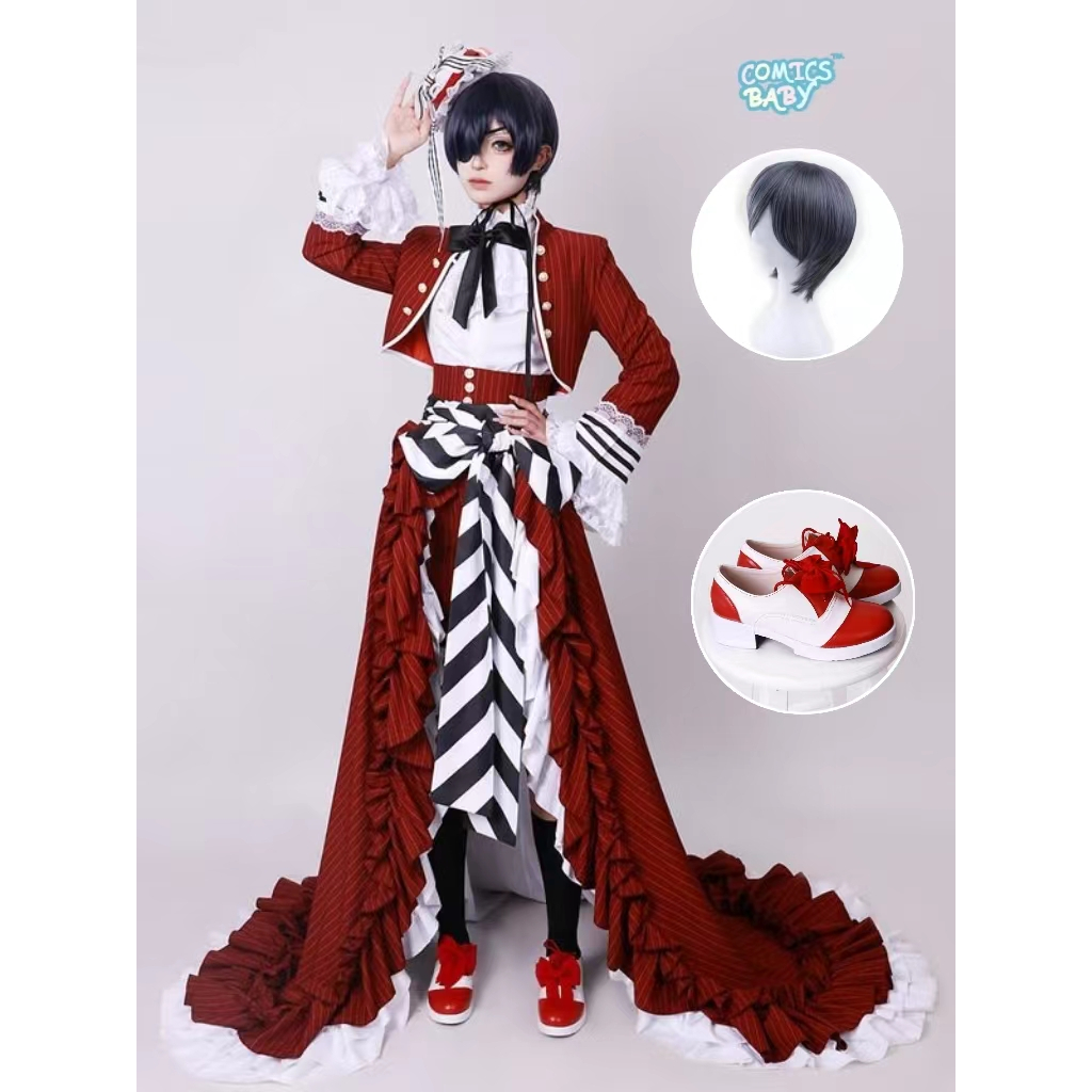 Anime Black Butler cosplay Costume Charles red teacup Shire Women's ...