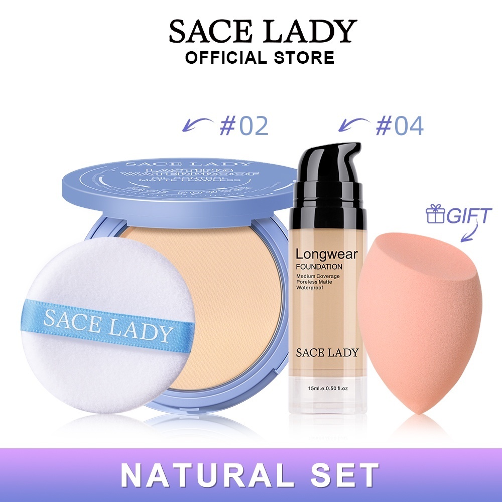 SACE LADY Oil Control Face Powder + Matte Liquid Foundation Waterproof ...